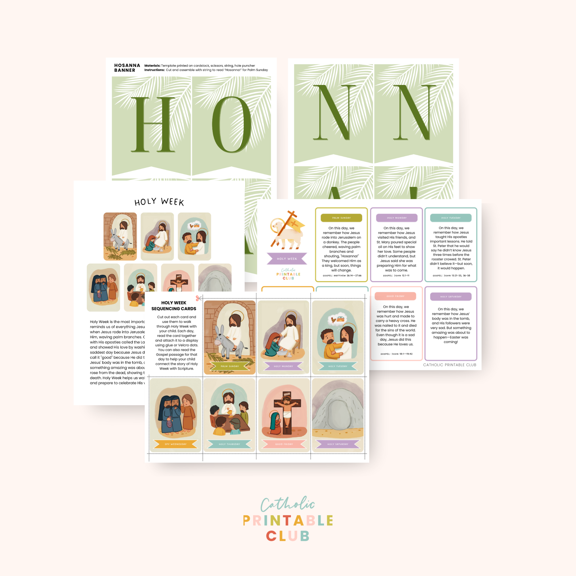 Holy Week Bundle - Sequencing Cards & Palm Sunday Banner – Catholic ...