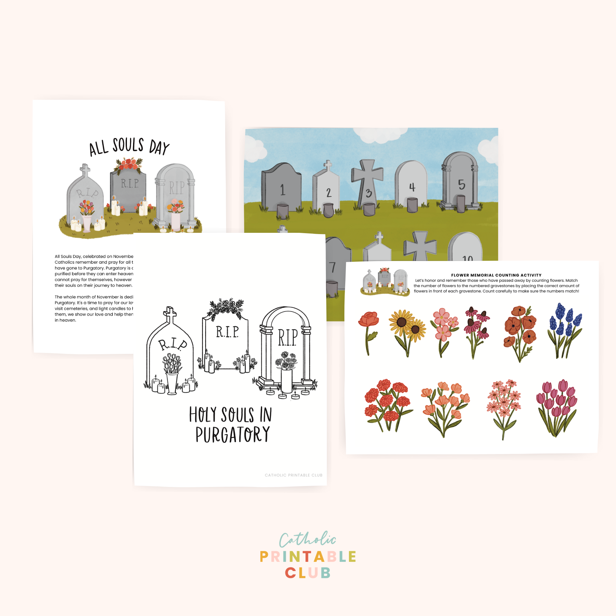 All Souls Day Coloring Page & Activity Bundle – Catholic Printable Club