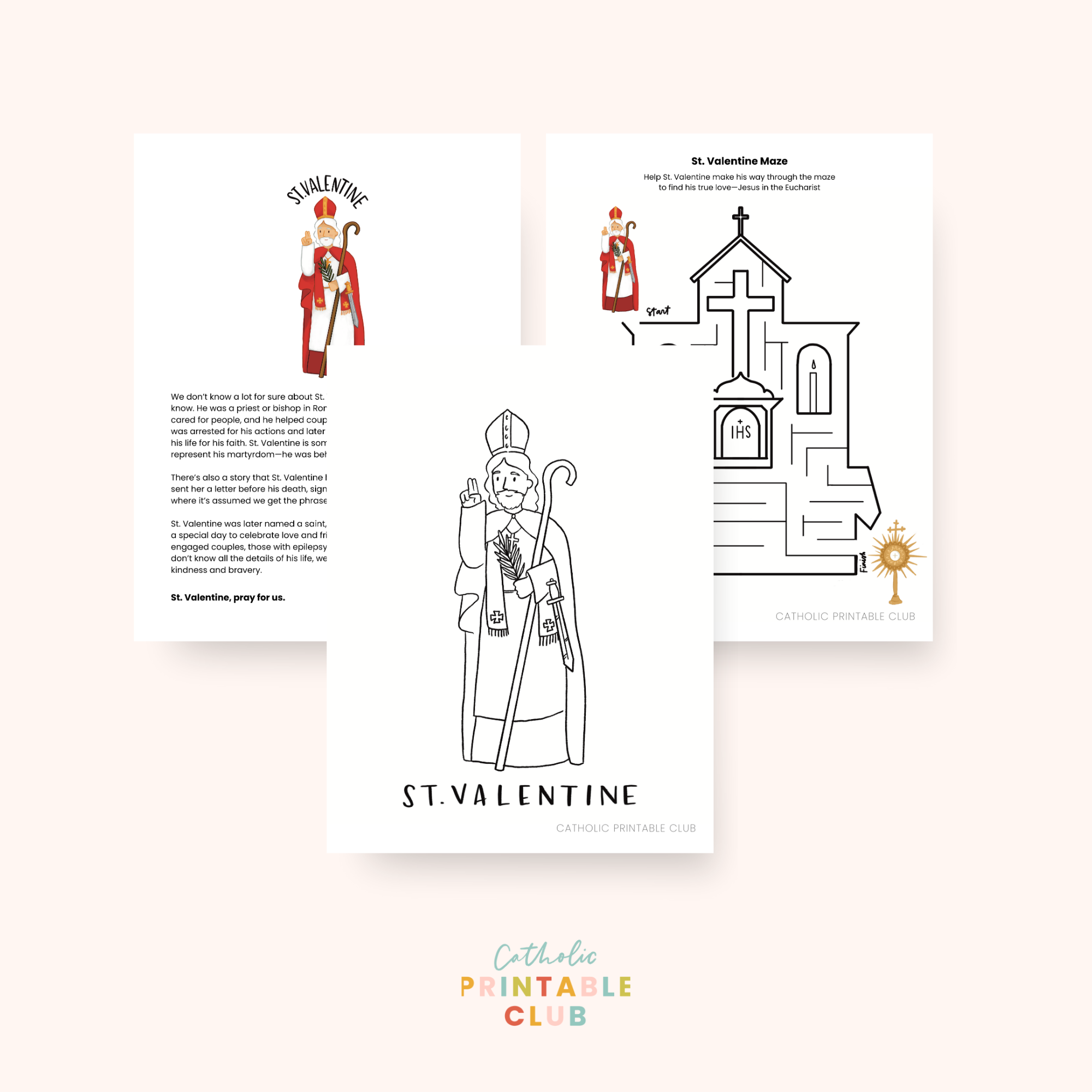 St. Valentine Coloring Page & Activity Bundle – Catholic Printable Club