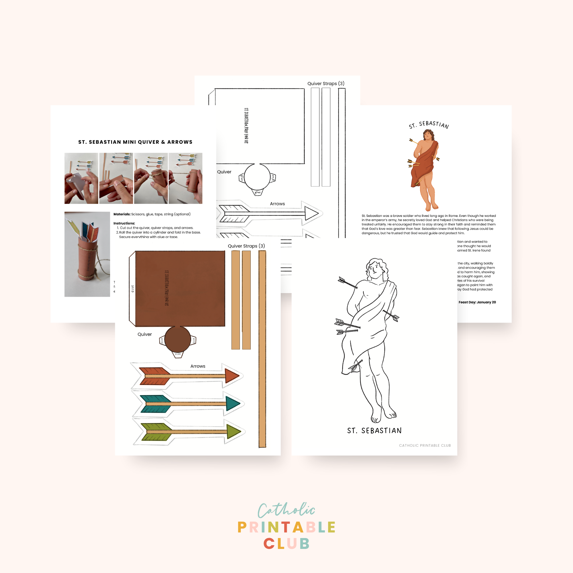 St. Sebastian Activity Bundle: Coloring Page & Mini Quiver and Arrows ...