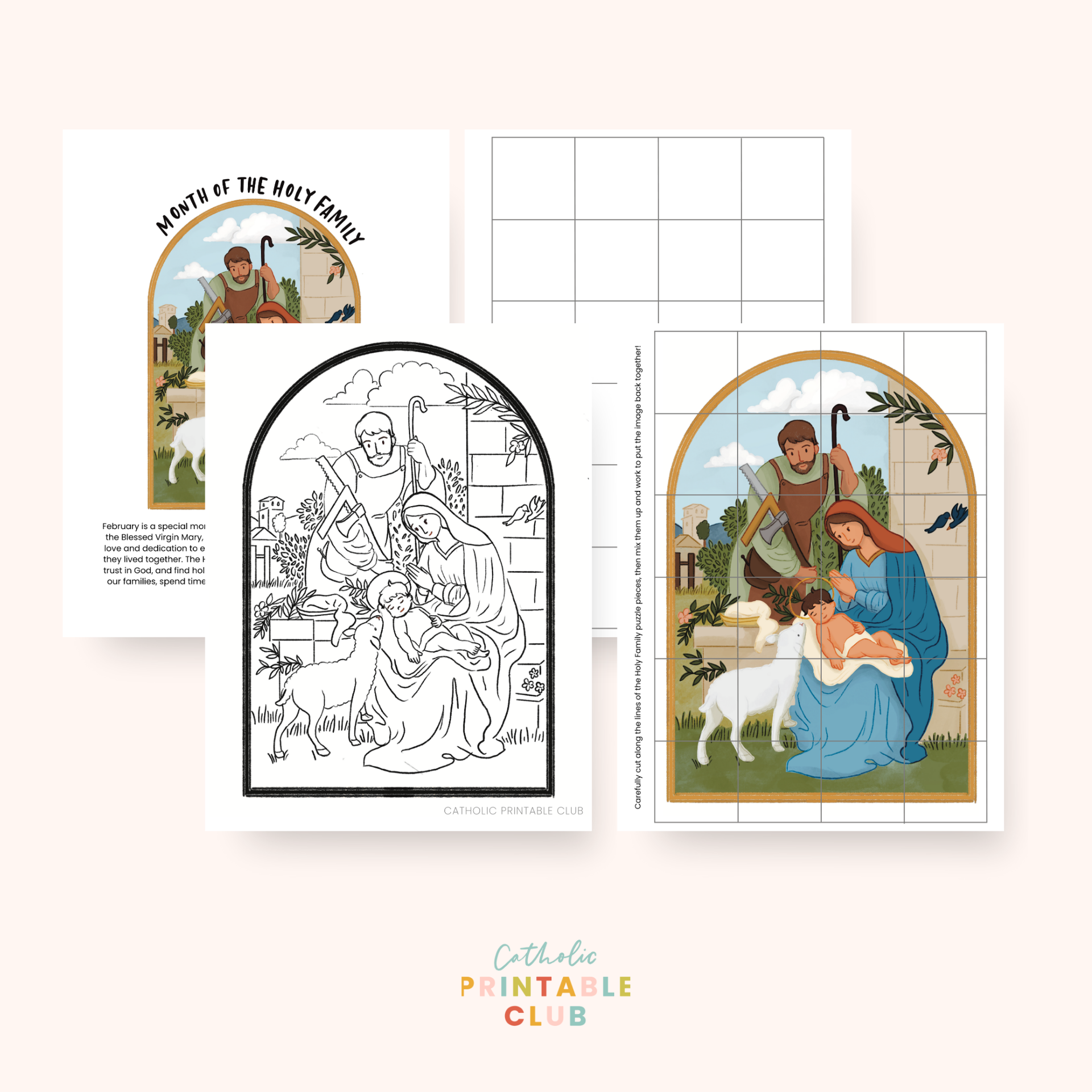 The Holy Family Coloring Page & Activity Bundle – Catholic Printable Club