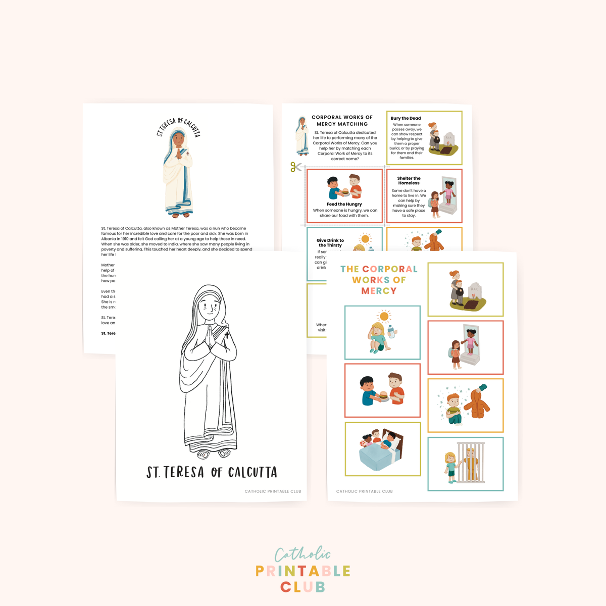 St. Teresa of Calcutta Activity - Corporal Works of Mercy Game ...