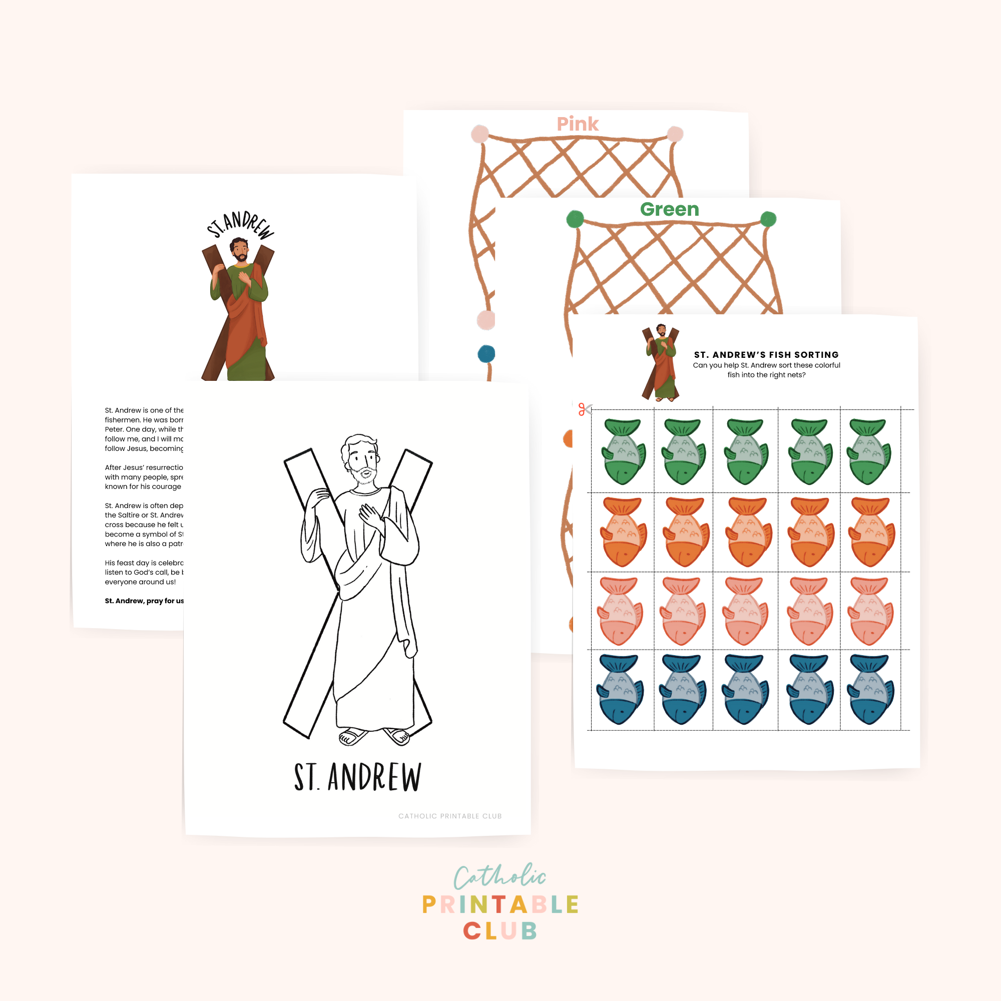 St. Andrew Coloring Page & Activity Bundle – Catholic Printable Club