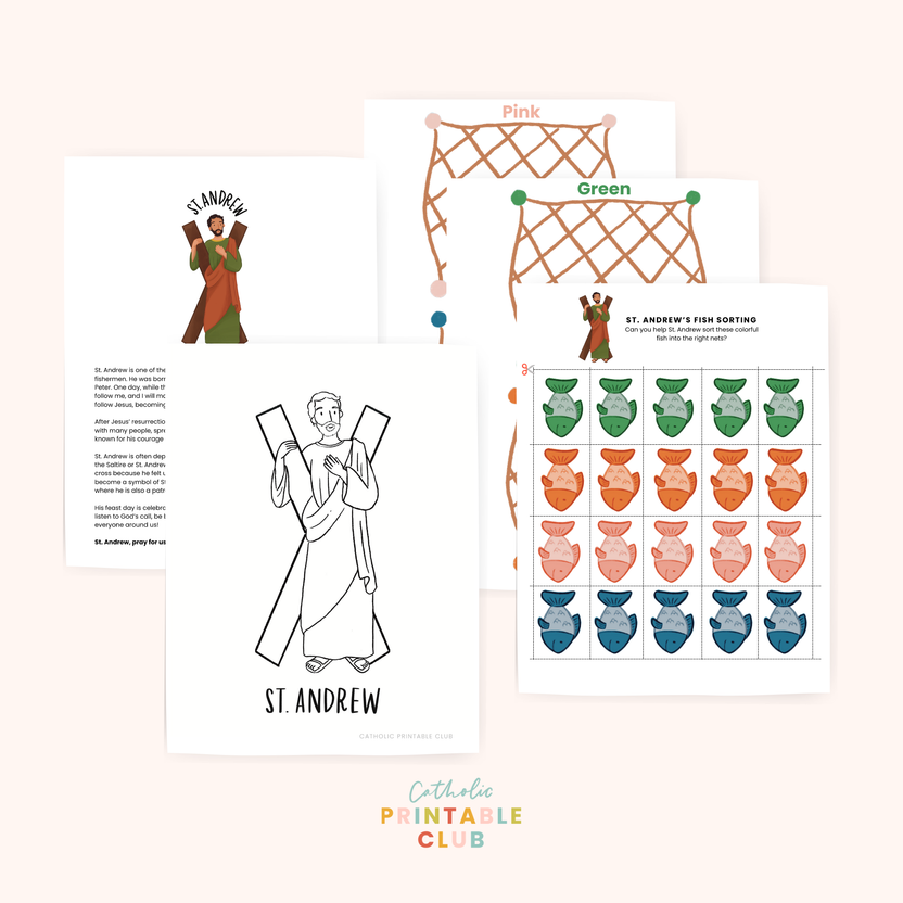 St. Andrew Coloring Page & Activity Bundle – Catholic Printable Club