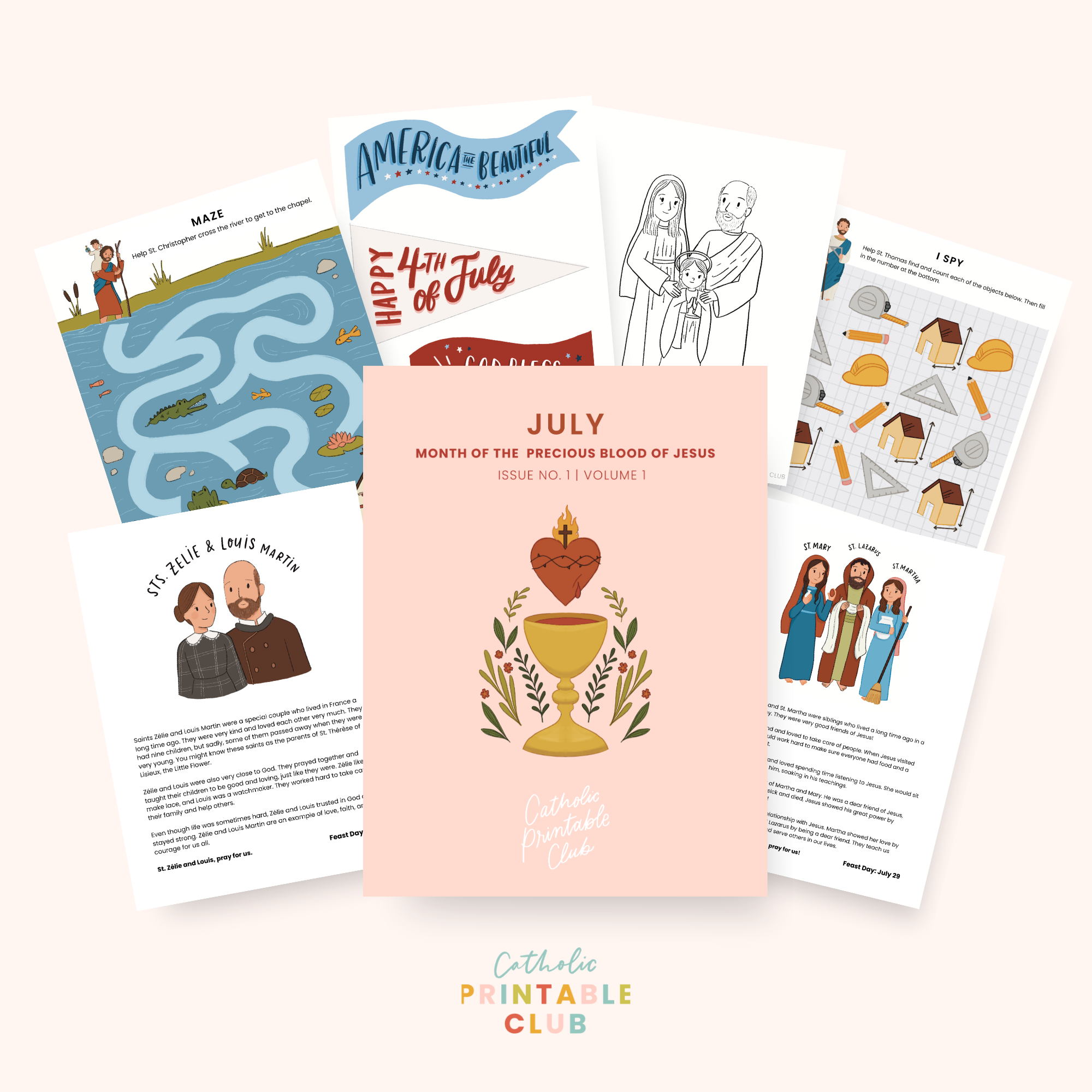 July Catholic Printable Pack - Precious Blood & 4th of July Activities ...
