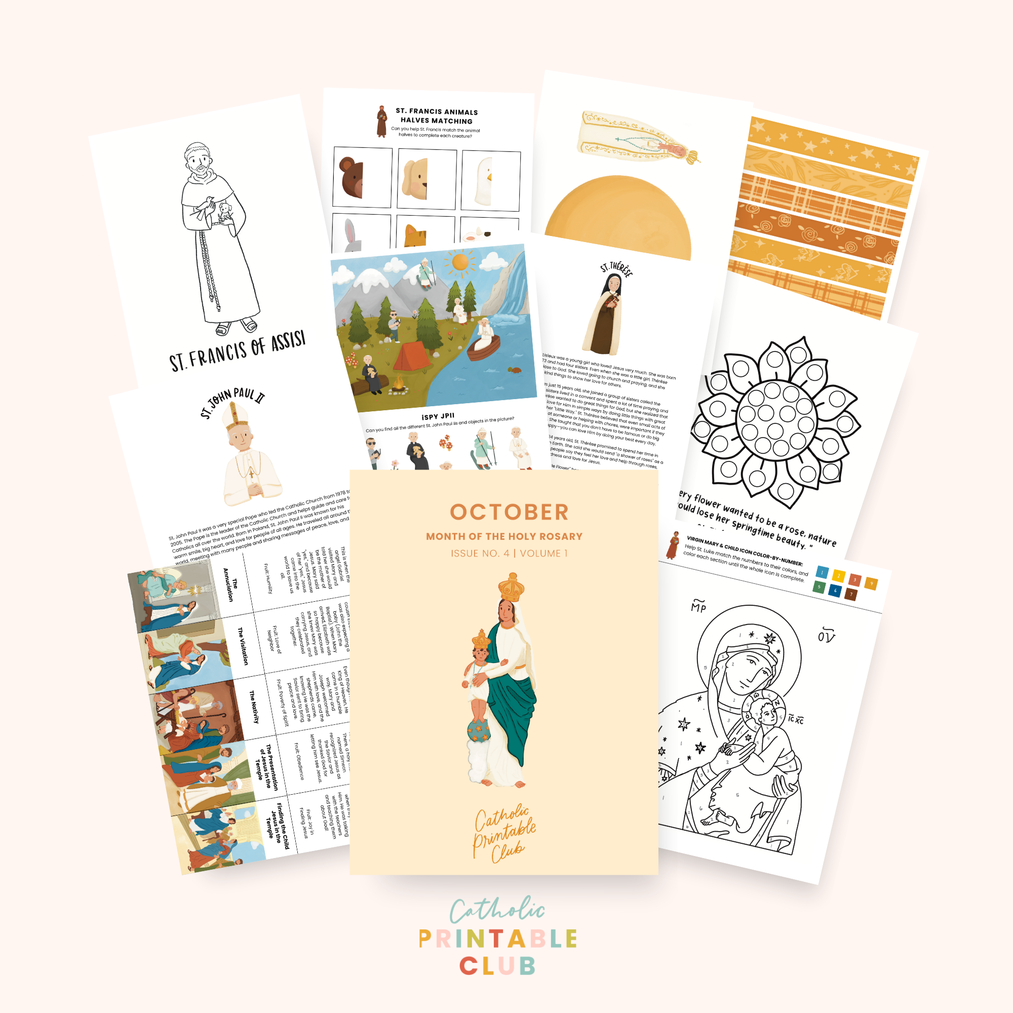 October Catholic Printable Pack - Saint Crafts, Stories & Rosary ...